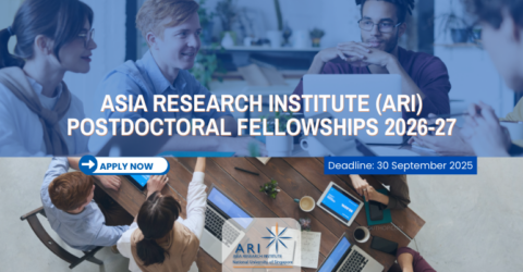 Asia Research Institute (ARI) Postdoctoral Fellowships 2026-27