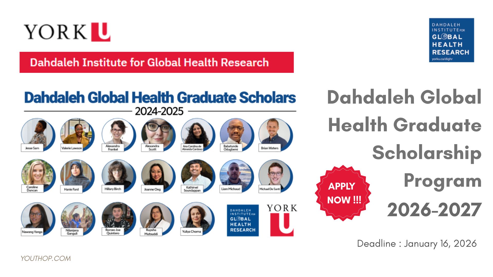 York University Dahdaleh Global Health Graduate Scholarship Program