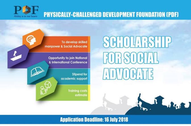Scholarship for Social Adocate by Physically-challenged Development Foundation