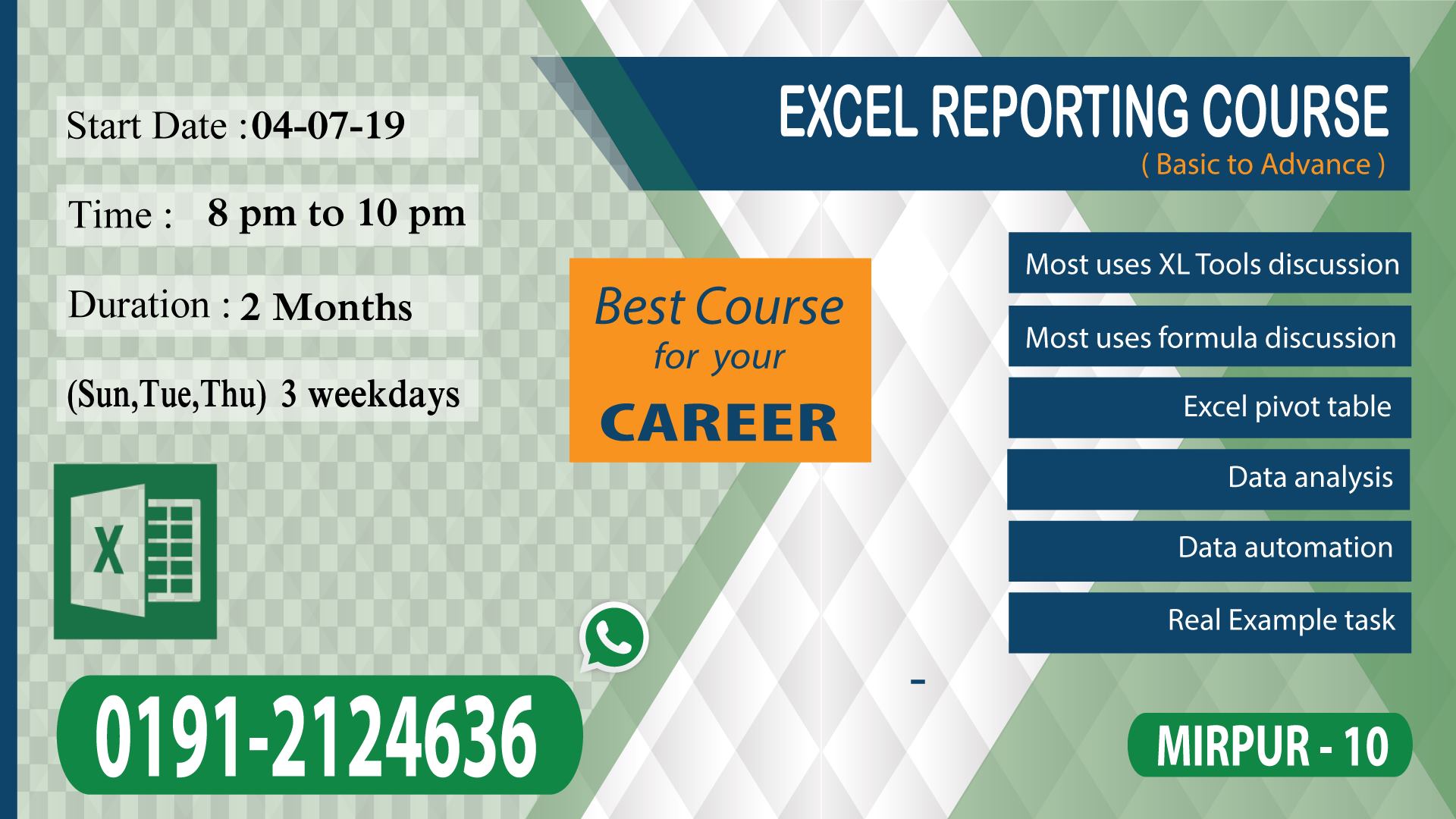 Training course on Excel Reporting by Excel Training Dhaka