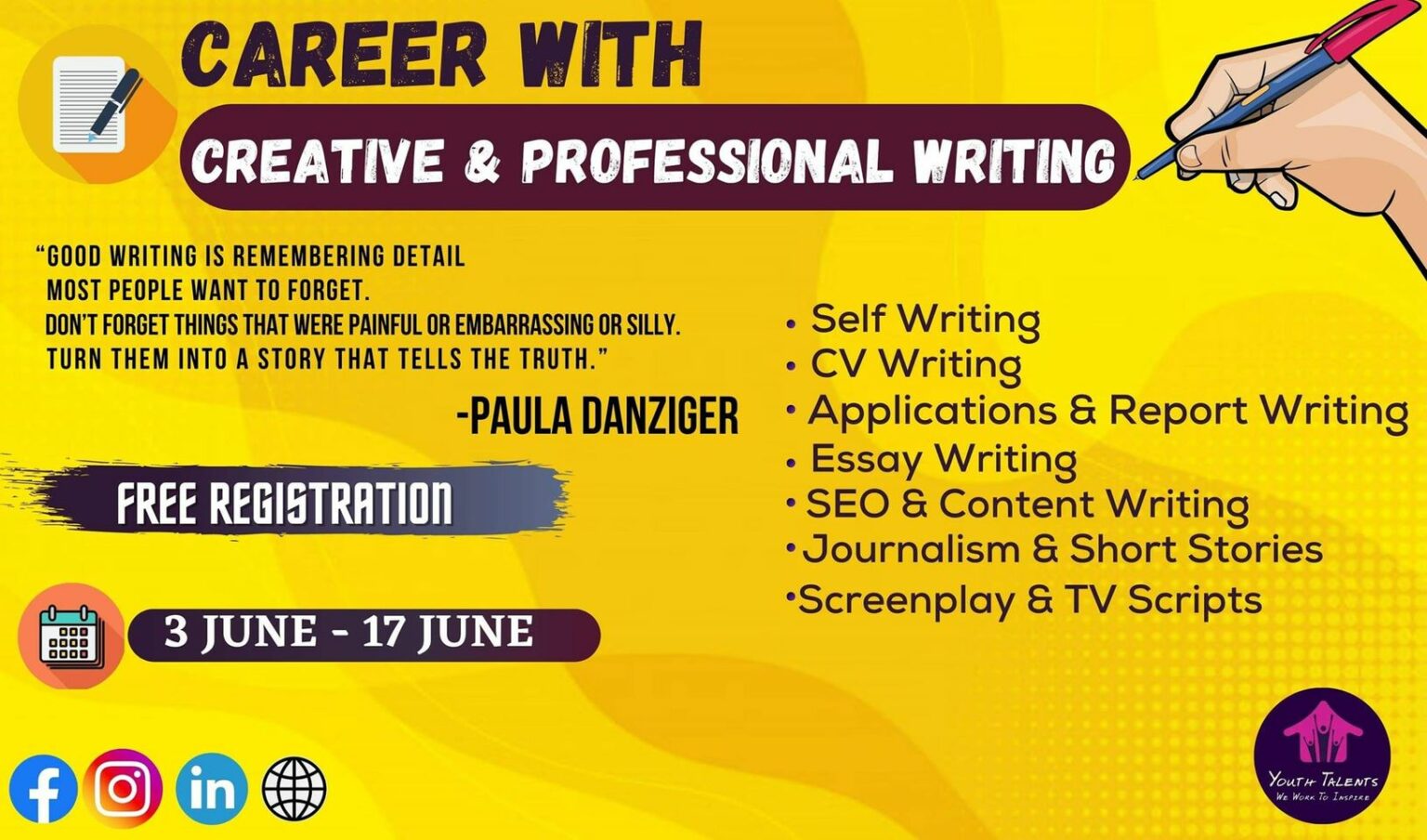 Youth Talents Presents Career With Creative And Professional Writing